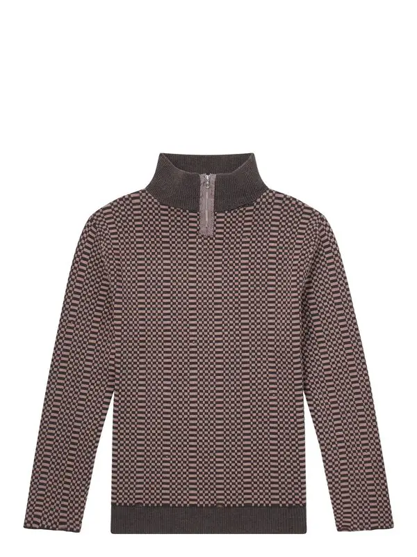 Enfants Riches Déprimés Puke & Cry Intarsia Cotton Half-zip Sweater - Brown