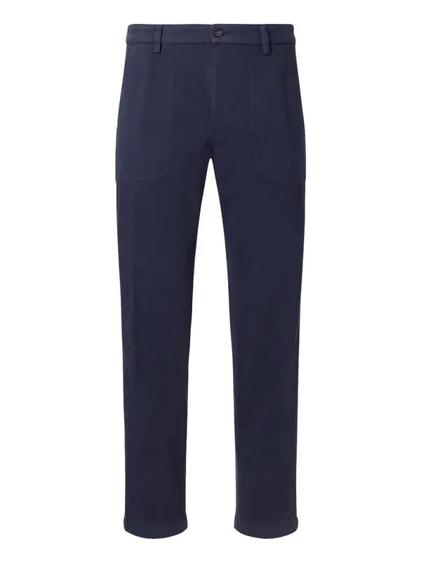 Canali Straight-leg Cotton-blend Twill Trousers - Blue