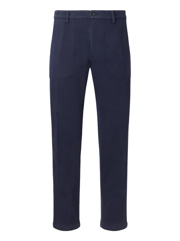 Canali Straight-leg Cotton-blend Twill Trousers - Blue