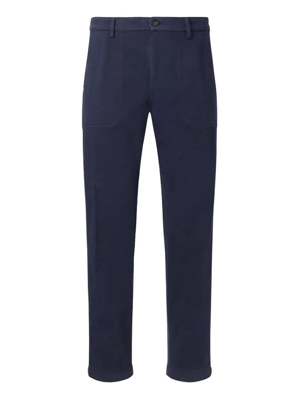 Canali Straight-leg Cotton-blend Twill Trousers - Navy