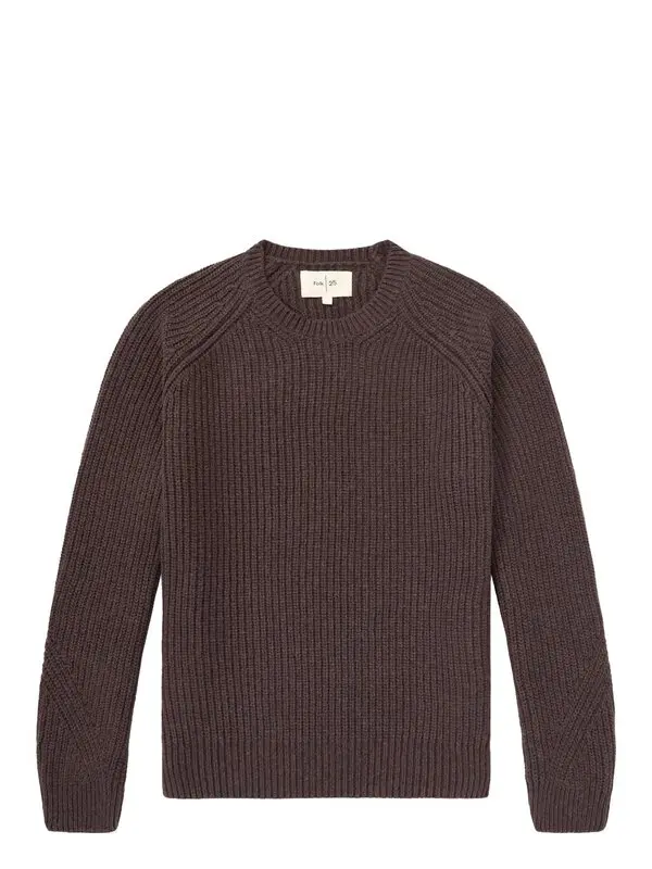Folk Direction Ribbed Wool-blend Sweater - Brown