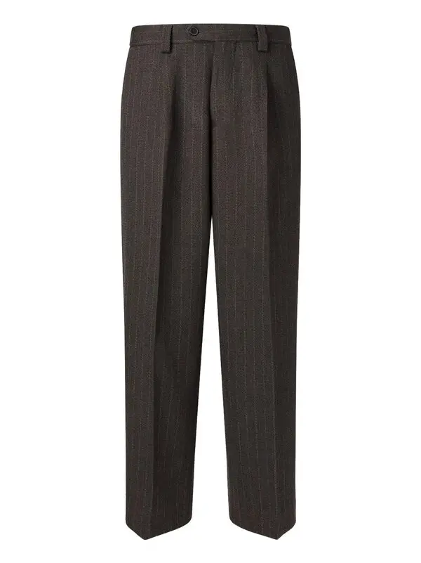 Enfants Riches Déprimés Straight-leg Pinstriped Virgin Wool Trousers - Brown