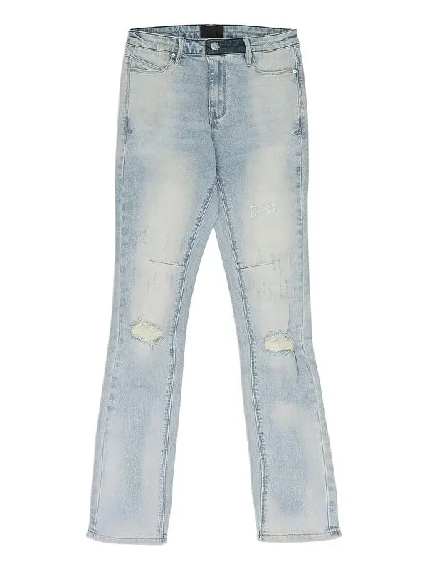 RtA Distressed Straight Leg Jeans - Blue
