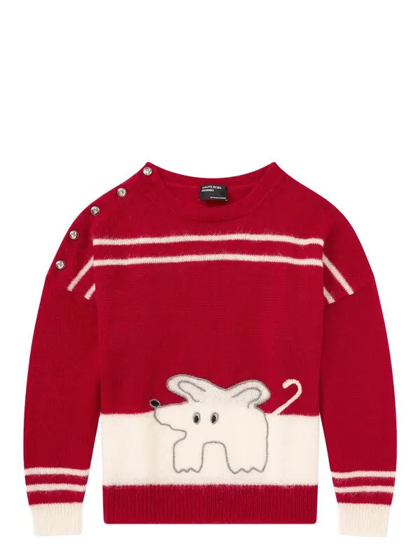 Enfants Riches Déprimés Rat Embroidered Striped Mohair And Silk-blend Sweater - Red
