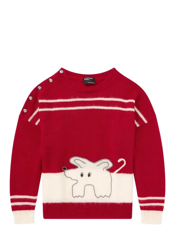 Enfants Riches Déprimés Rat Embroidered Striped Mohair And Silk-blend Sweater - Red