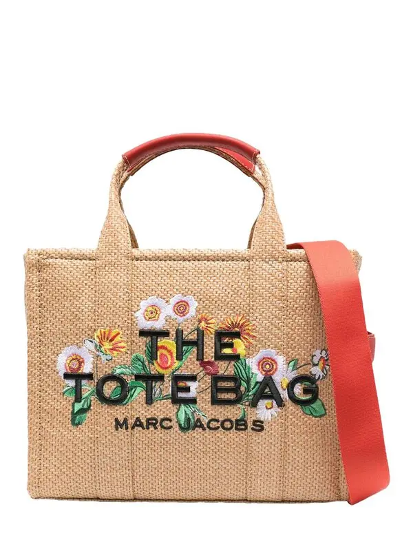 Marc Jacobs Medium Embroidered Daisy Woven Tote Bag - Tan