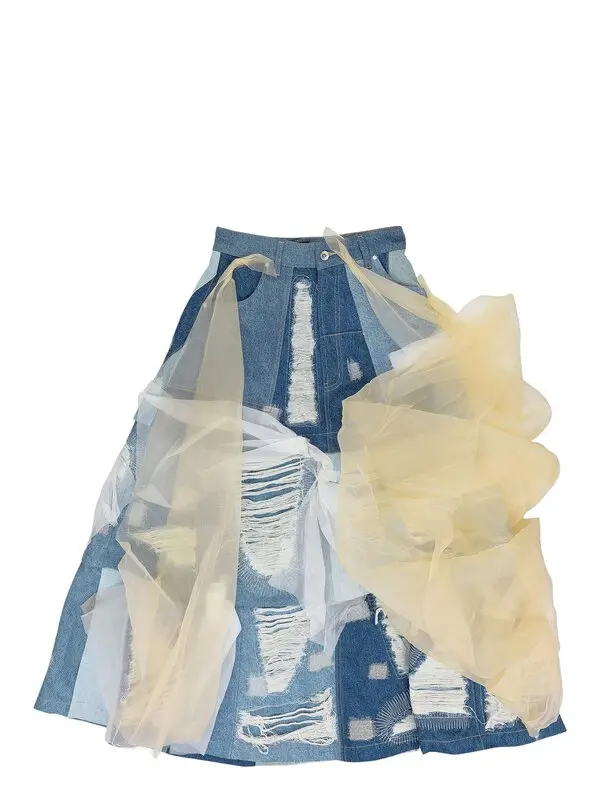 WHO DECIDES WAR BY EV BRAVADO Altitude Denim Skirt - Blue