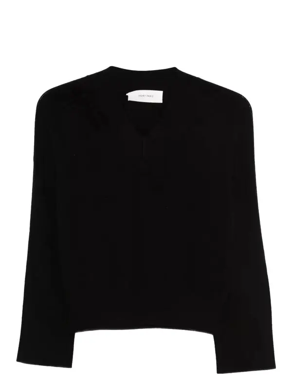 IVORY PARIS V-neck Knit Sweater - Black