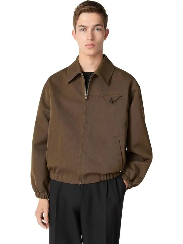 BOTTEGA  VENETA Soft Wool Blouson - Dark Jute Melange