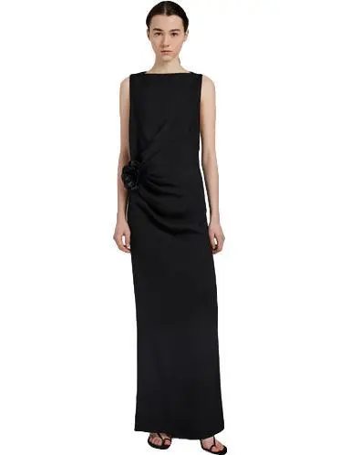 Proenza Schouler Indria Sleeveless Dress With Leather Flower - Black