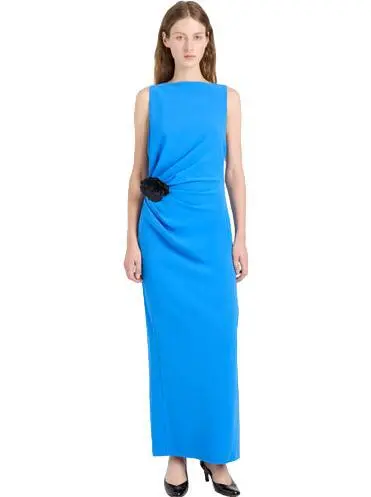 Proenza Schouler Indria Sleeveless Dress With Leather Flower - New Blue