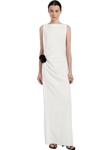 Proenza Schouler Indria Sleeveless Dress With Leather Flower - White