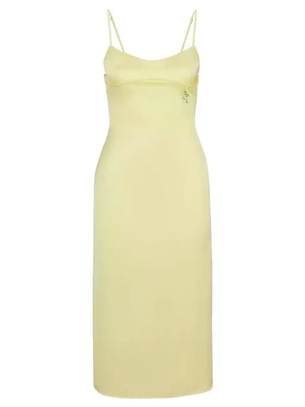 Hugo Logo-charm Satin Midi Dress - Yellow