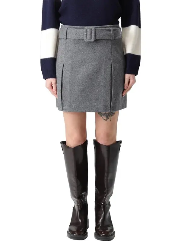 A.p.c. Belted Pleated Skirt - Grey