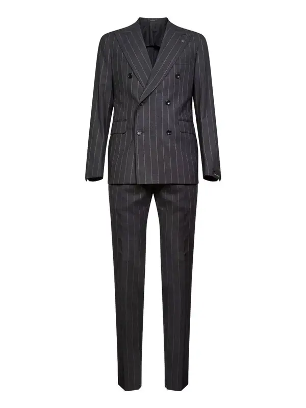 Tagliatore Double-breasted Pinstriped Suit - Grey