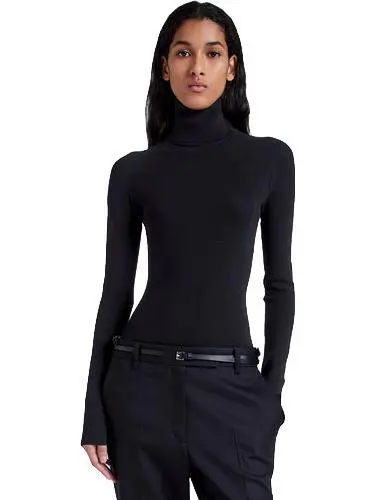 Proenza Schouler Fox Top In Matte Viscose Rib - Black
