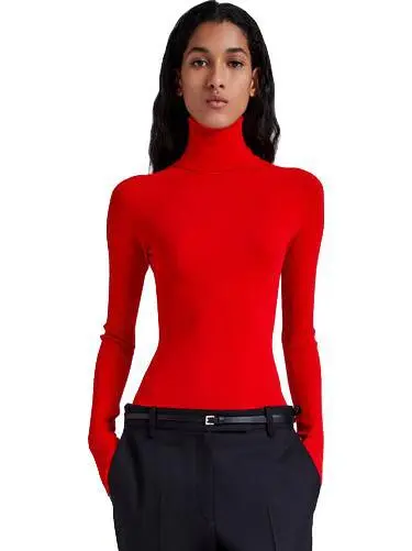 Proenza Schouler Matte Viscose Rib Fox Top - Red