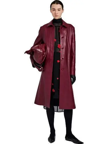 Proenza Schouler Nissi Leather Trench Coat - Burgundy