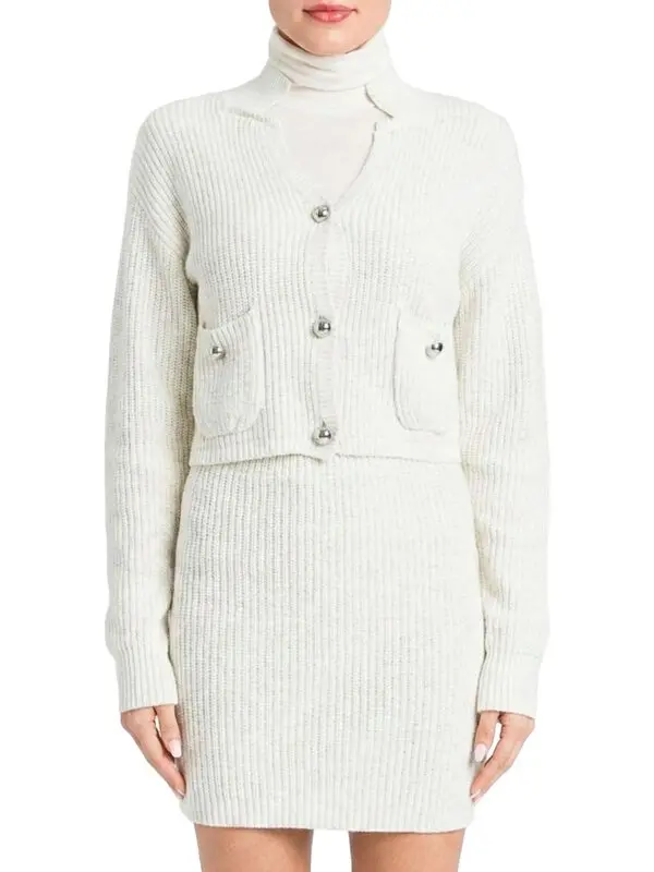 TWINSET Buttoned Knit Sweater - Pearl