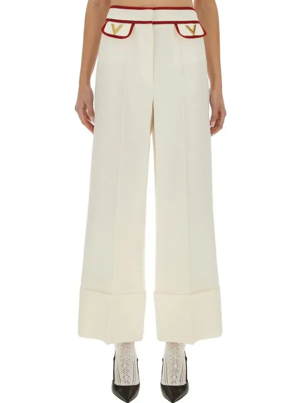 Valentino Garavani Wide Leg Trousers - Ivory