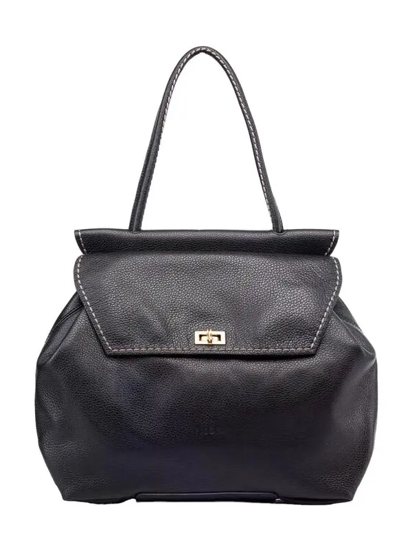 VISONA` Turn-lock Shoulder Bag - Black