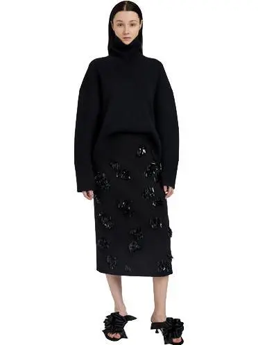 Proenza Schouler Moira Embroidered Skirt - Black