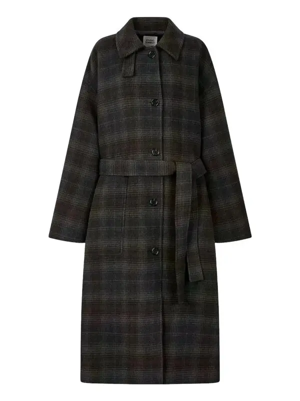 STUDIO TOMBOY Checkered Belted Coat - Green