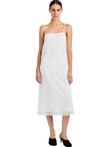 Proenza Schouler Virginie Fringe Embroidered Dress - Off White