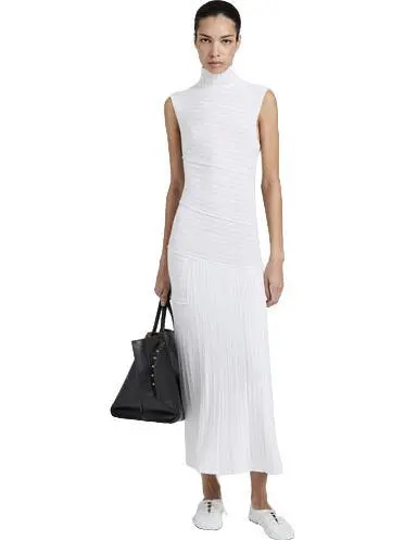 Proenza Schouler Federica Micro Pleat Knit Dress - White