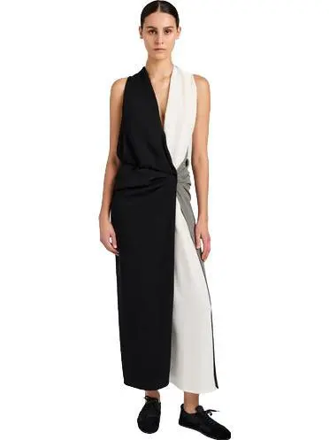 Proenza Schouler Elsa Draped Dress - Black Multi