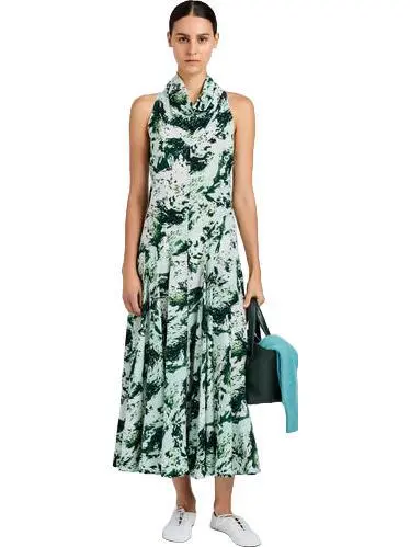 Proenza Schouler Adelide Printed Dress - Dark Green Multi