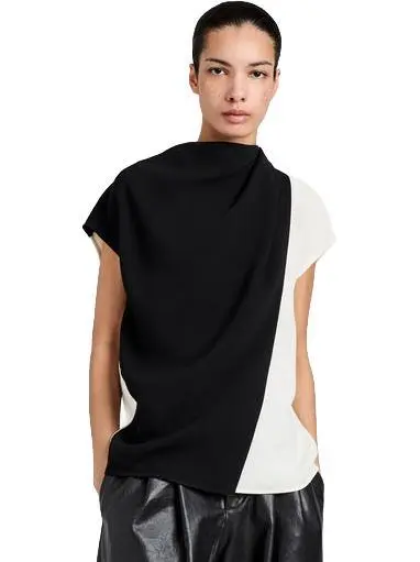 Proenza Schouler Elsa Draped Top - Black Multi