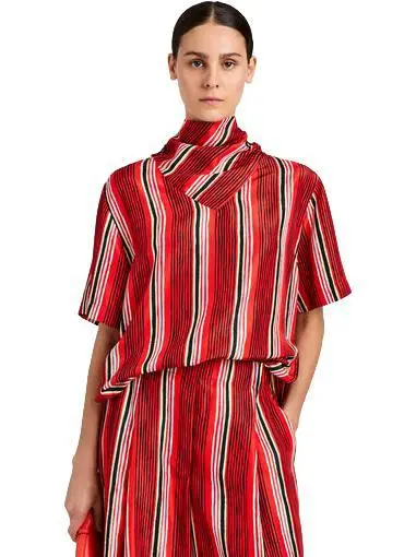 Proenza Schouler Amira Striped Top - Vermillion Multi