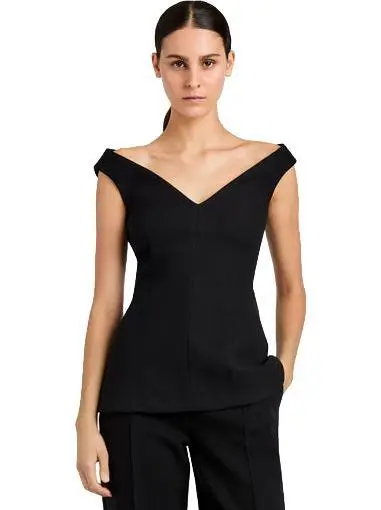 Proenza Schouler Mariam Wool Scuba Top - Black
