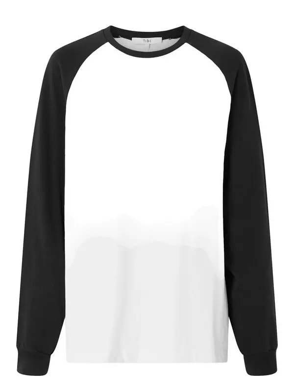 Tibi Two-tone Cotton-jersey T-shirt - White