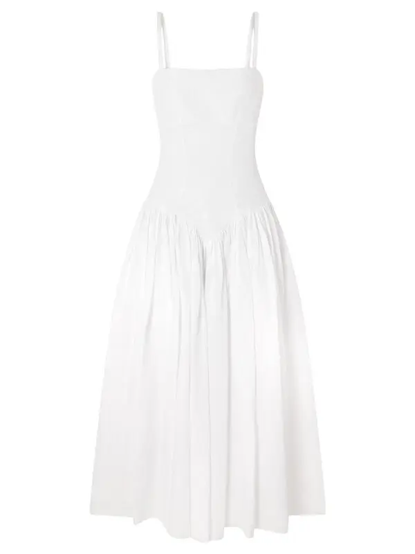 Gabriela Hearst Oriana Open-back Gathered Linen Midi Dress - White