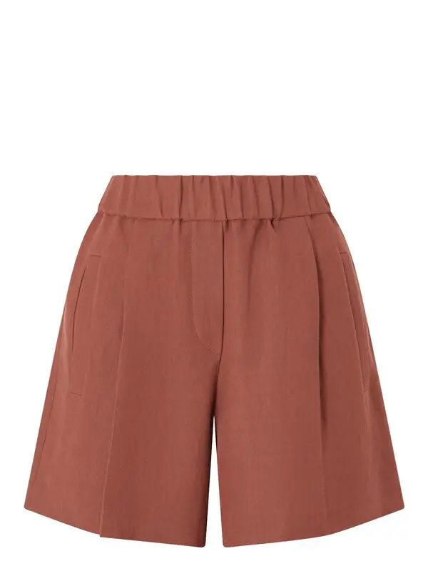 Brunello Cucinelli Pleated Twill Straight-leg Shorts - Red