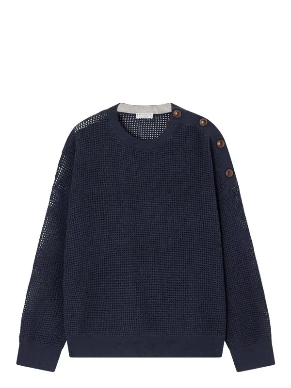Brunello Cucinelli Waffle-knit Cashmere Sweater - Blue