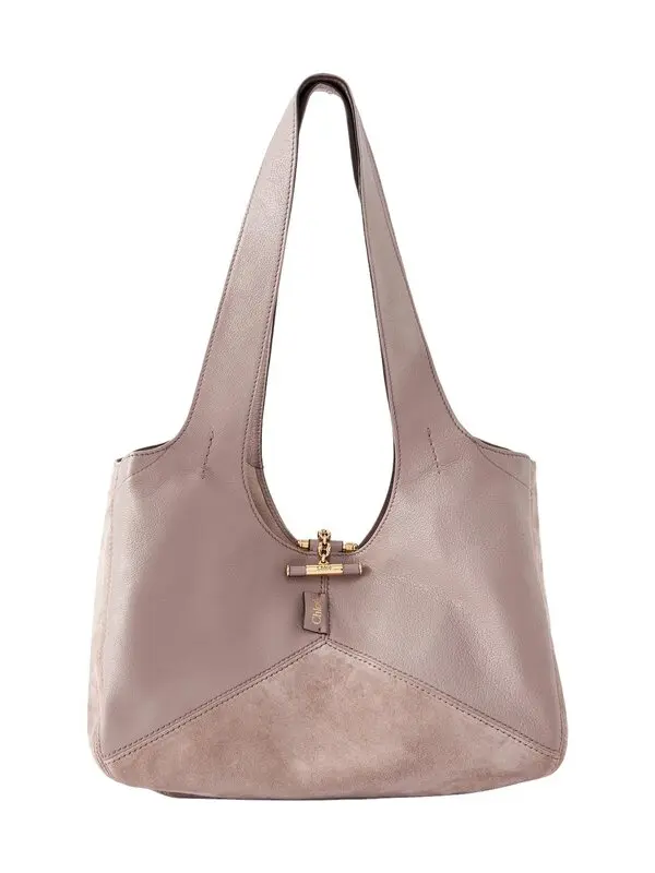 Chloé Balloon Leather-trimmed Suede Tote Bag - Gray