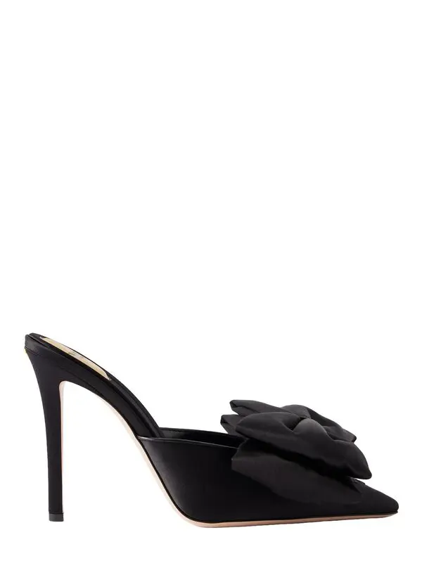 Valentino Garavani Yolande Bow-embellished Satin Mules - Black