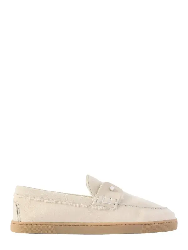 CHRISTIAN LOUBOUTIN Chambeliboat Shearling-lined Suede Loafers - Cream