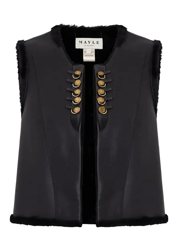 Maison Mayle Yves Shearling Vest - Black