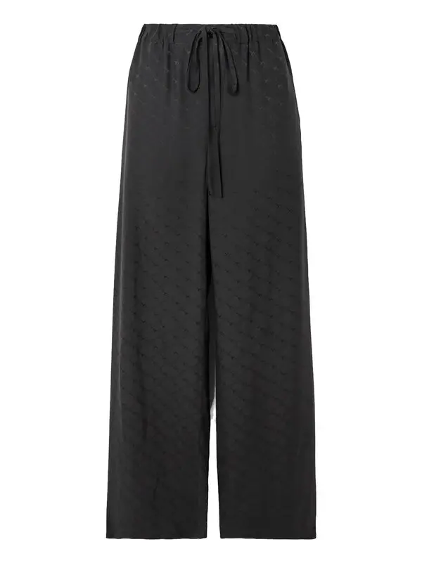 Gucci Satin-trimmed Silk-jacquard Straight-leg Pants - Black