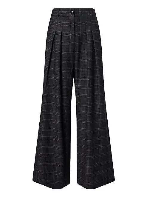 ME+EM Double-pleated Wide-leg Wool-blend Trousers - Charcoal