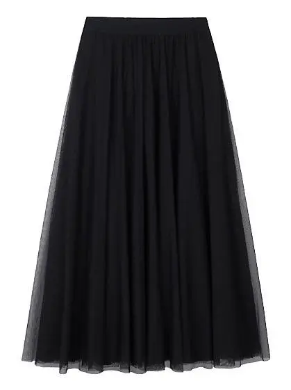THE WHITE COMPANY Flared Tulle Midi Skirt - Black