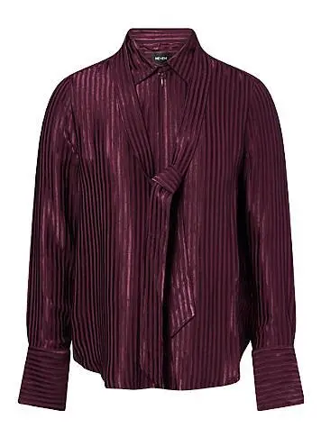 ME+EM Pinstripe Collared Satin Shirt - Merlot
