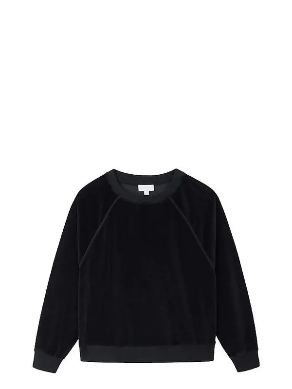 THE WHITE COMPANY Relaxed-fit Velour Cotton-blend Sweatshirt - Black