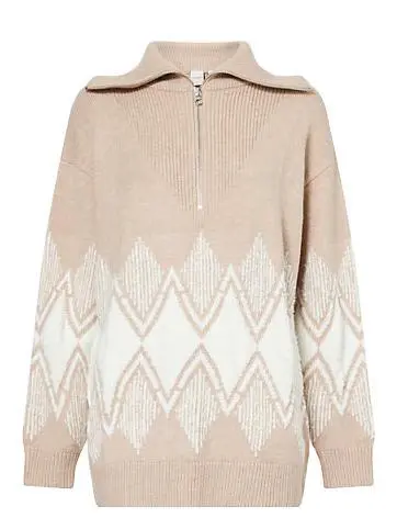 Varley Betty Jacquard Knitted Jumper - Light Taupe