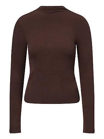 Paige Henrietta Mock-neck Modal-blend Top - Dark Chocolate