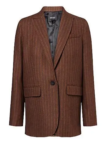 ME+EM Pinstripe Padded-shoulder Wool-blend Blazer - Toffee